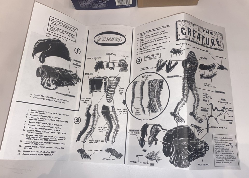AURORA Universal Studios Monsters THE CREATURE Plastic Assembly Kit ...