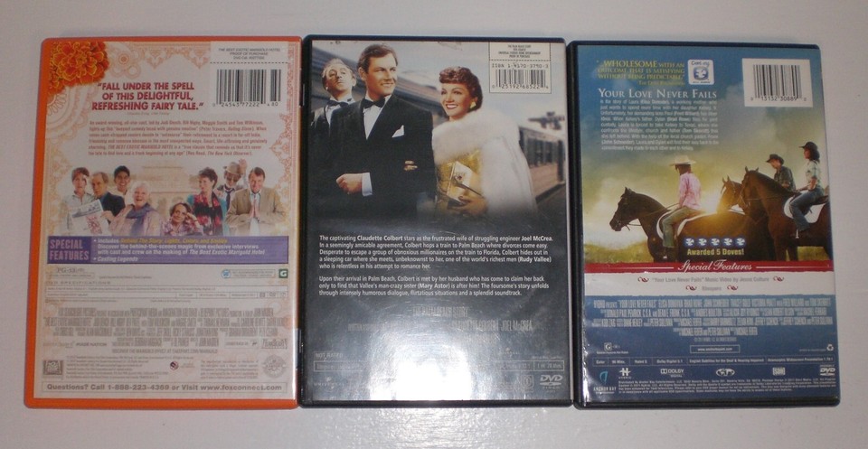 dvd lot of 3 - Best Exotic Marigold Hotel Palm Beach Story Your Love ...