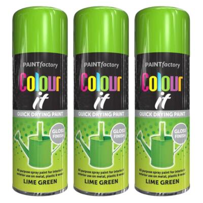 3X Lime Green Gloss Spray Paint Aerosol Auto Car Lacquer Wood Metal ...