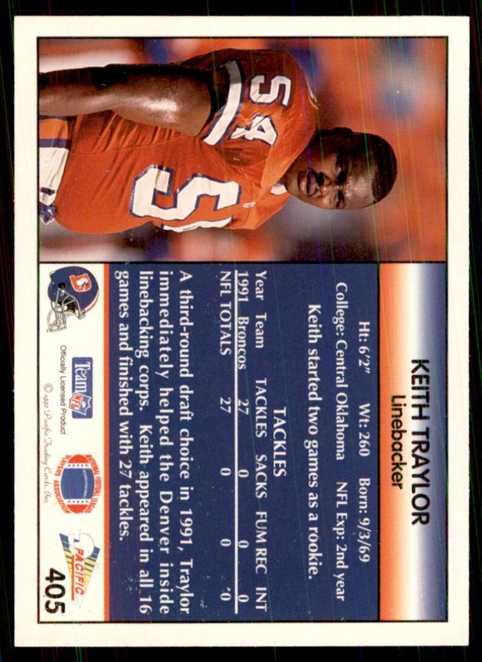 1992 Pacific Keith Traylor Football Cards #405 | eBay