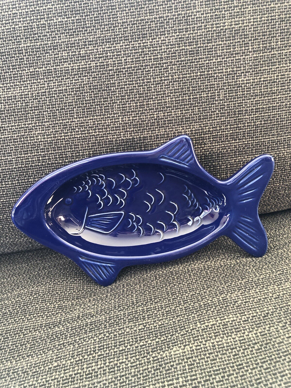 VINTAGE Cobalt Blue Fish Ceramic Plate Dish Platter - Chantal 6” x 3 ...