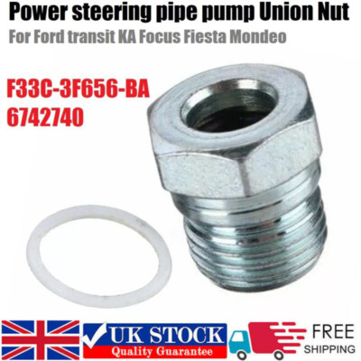 POWER STEERING PUMP UNION NUT + SEAL 6742740 F33C-3F656-BA FOR Ford ...