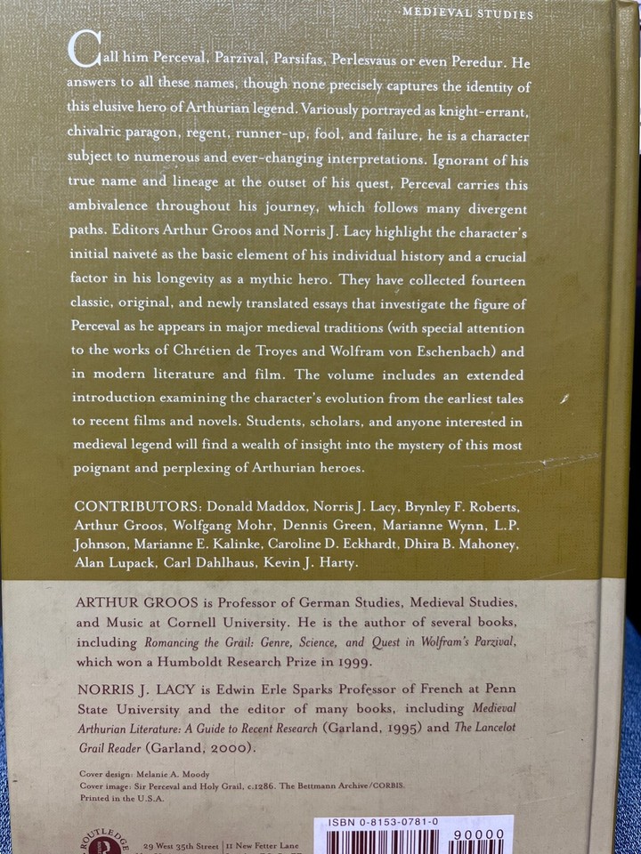 Perceval Parzival A Casebook Arthurian Characters and Themes (hc 2002 ...
