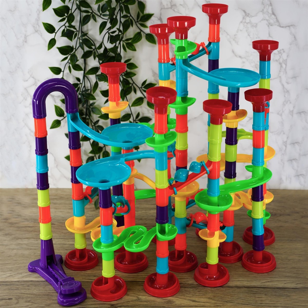 53 Pcs Marble Run Race Set Building Blocks Construction Wooden Marble