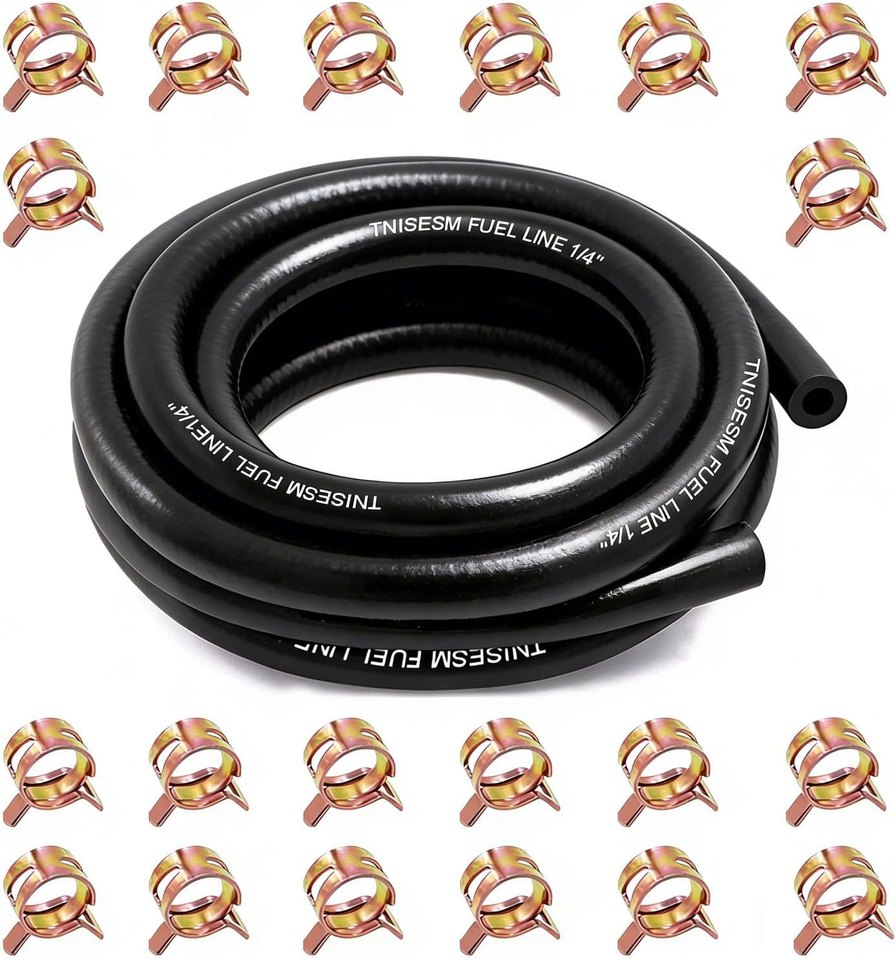 1/4 Inch ID Fuel Line Hose 10 Feet + 20Pcs 2/5" ID Hose Clamps for ...