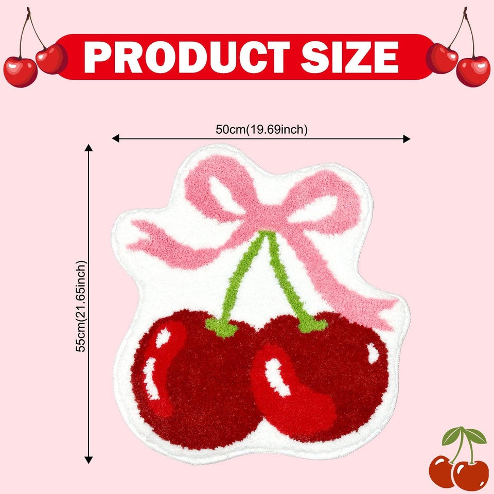 Cherry Bow Bathroom Rug Cute Cherry Pink Bow Bath Mat Super Soft ...