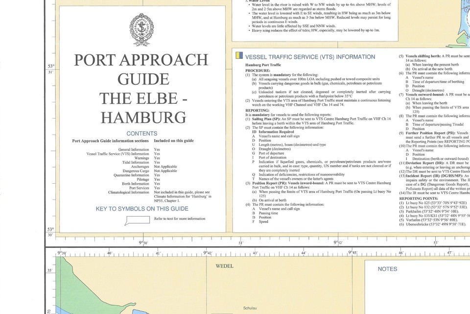 8069 Port Approach Guide The Elbe Hamburg Chart Map Maritime Marine ...