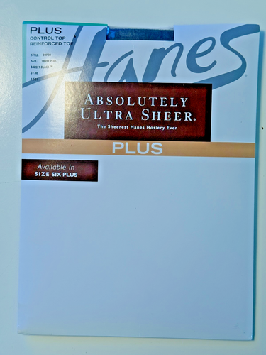 Hanes Plus Ultra Sheer Control Top Reinforced Toe Barely Black Size 3 ...