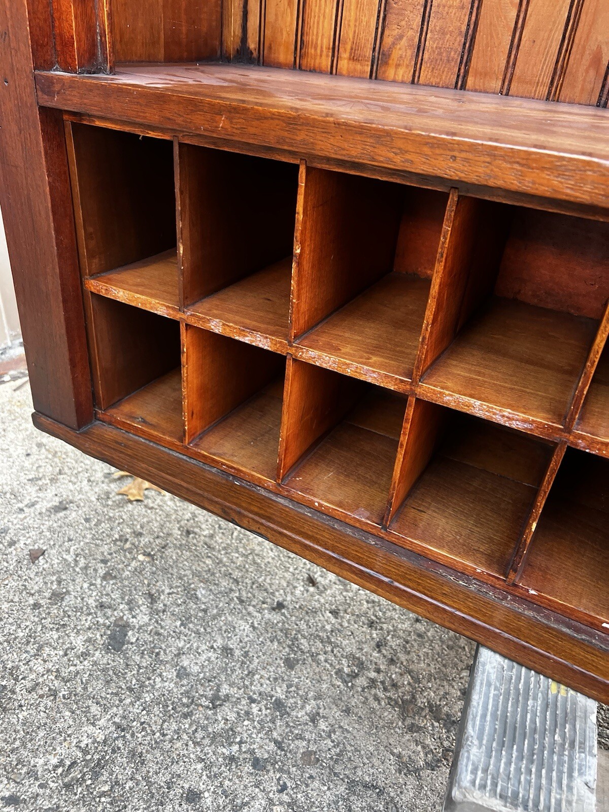 WOW vintage antique mahogany post Office work cabinet 83” L x 101” H x ...