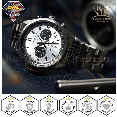 SEIKO Men's Watch Chronograph Quartz Silver Dial Steel SSB425 Valentine ...
