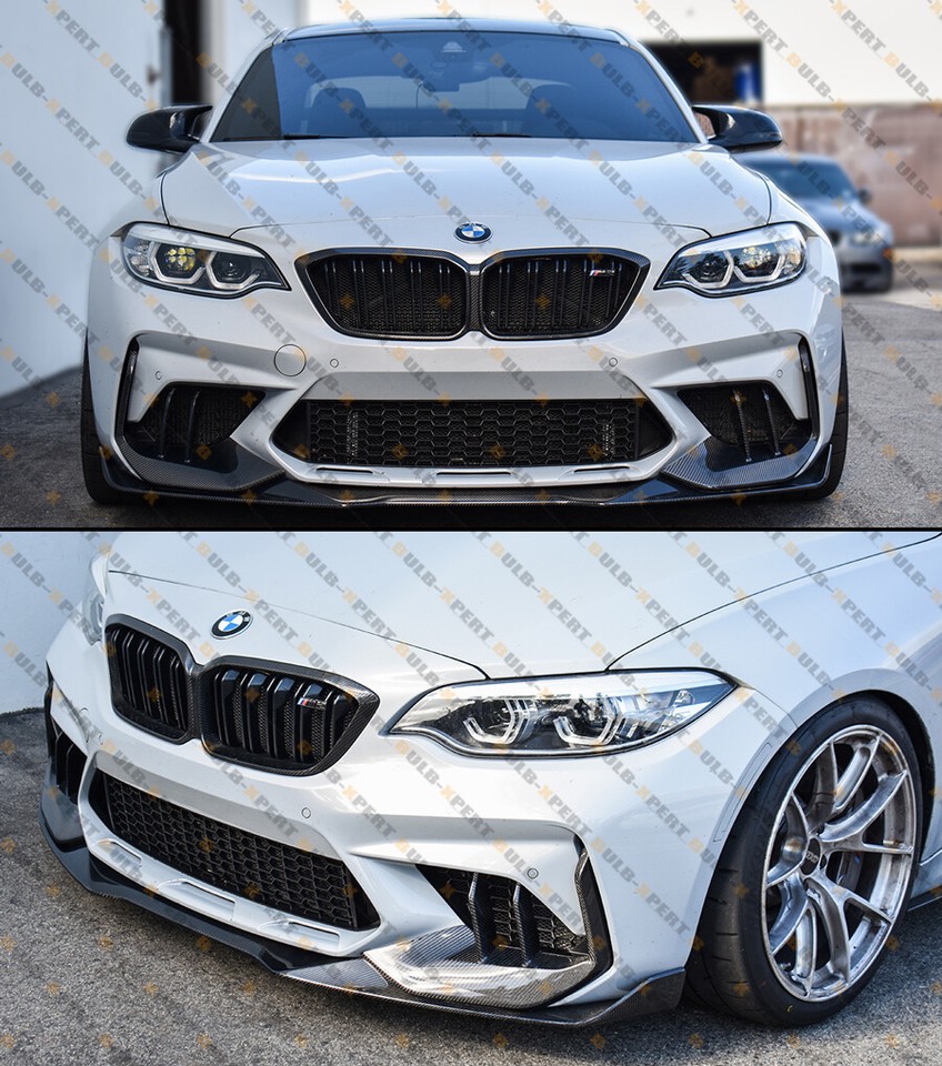 FOR 2019-2021 BMW F87 M2C CTM 2 Fins Carbon Fiber Front Bumper Air Duct ...