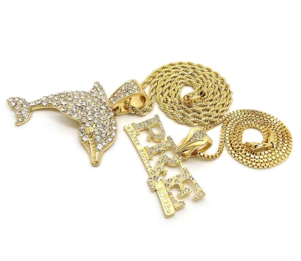 Hip Hop Full Iced Young DOLPH PRE & DOLPHIN Rope Box Chain Set | eBay