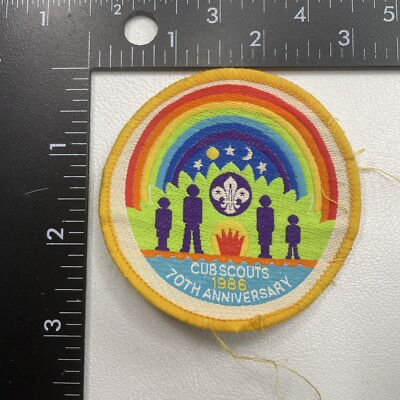 Vtg Moon Star Rainbow 1986 CUB SCOUTS 70th ANNIVERSARY Boy Scouts Patch ...