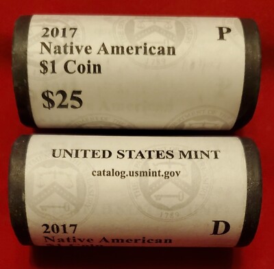 2017 Native American Sacagawea Golden Dollar P&D Rolls | eBay