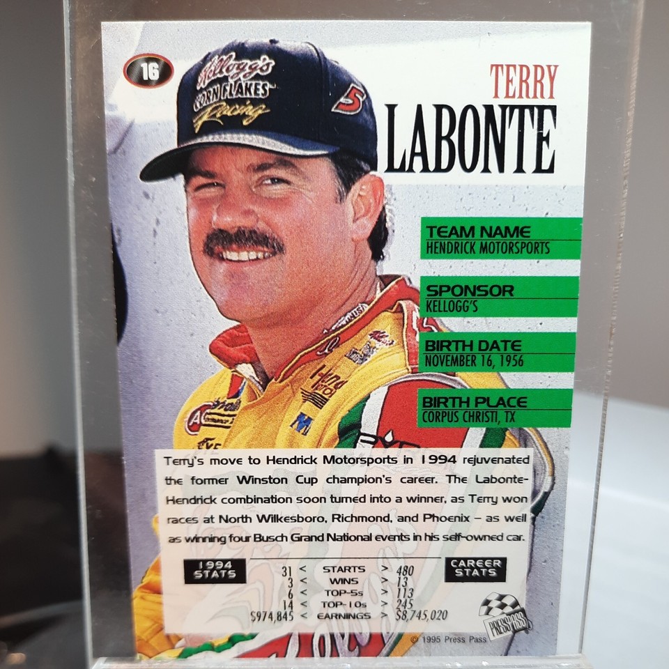1995 Press Pass Nascar Terry Labonte Trading Card #16 | eBay