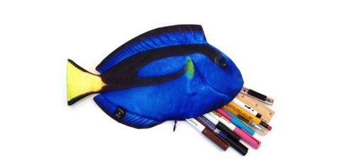 Blue Tang Fish Real Fish-like Zipper Pen & Make-up Pouch Pencil Case ...