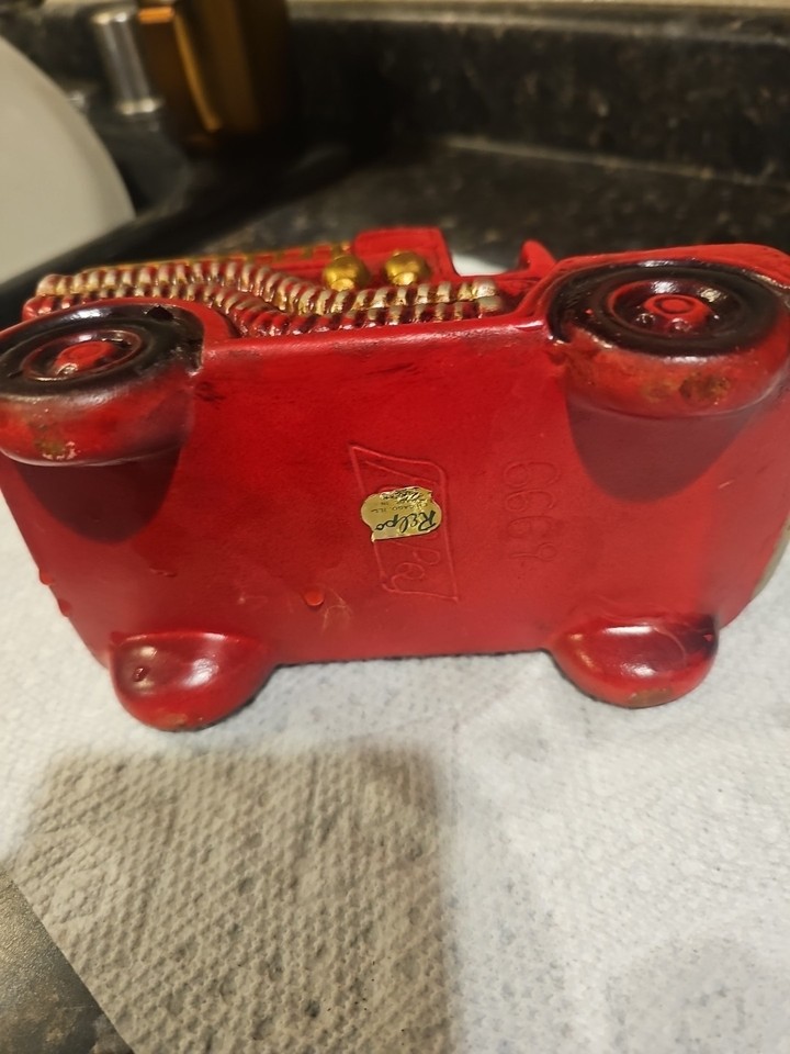 Vintage Relpo Red/Gold Fire Truck Ceramic Planter Home Decor Made In ...