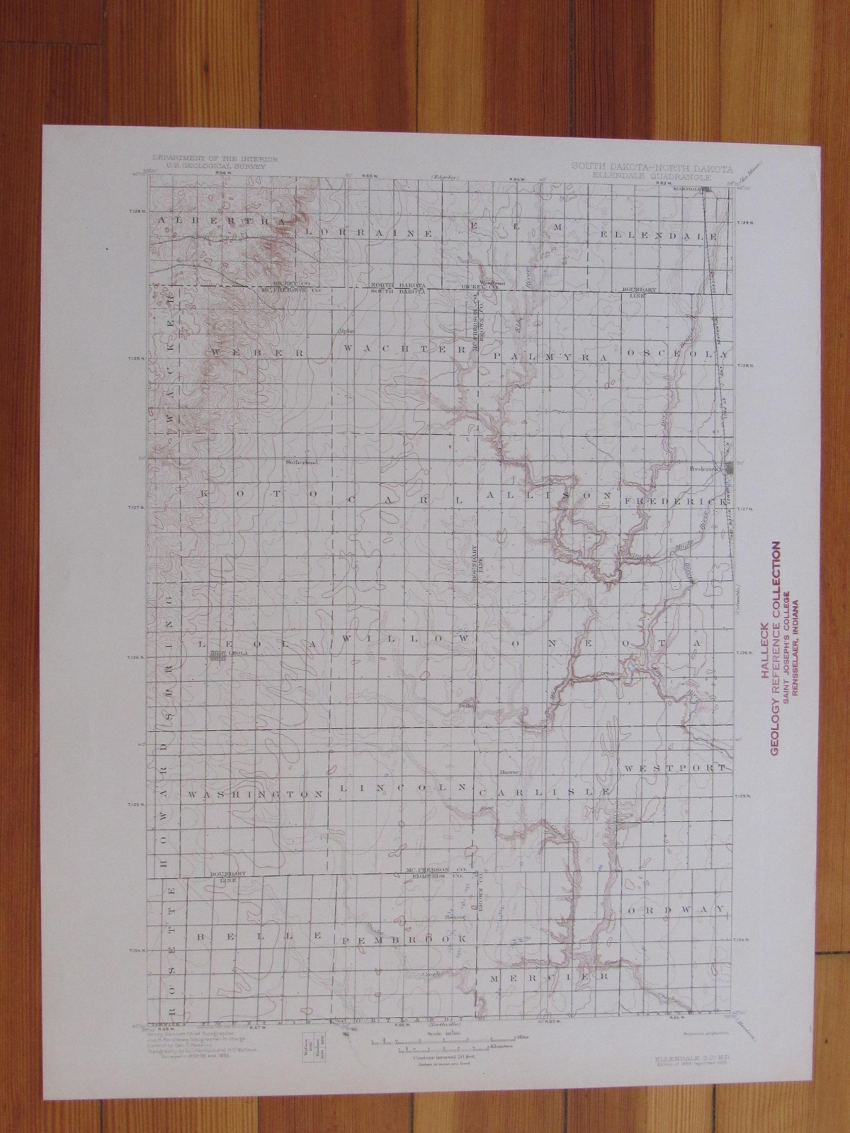 Ellendale North Dakota 1925 Original Vintage USGS Topo Map | eBay