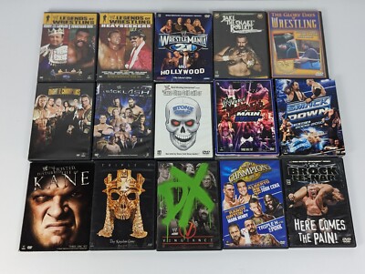 Wrestling DVD Lot- 15 DVDs 25 Discs Stone Cold, Kane, Triple H, Cena ...