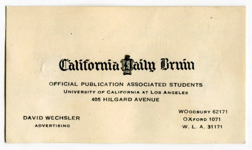 Ucla Business Cards Examples For Students