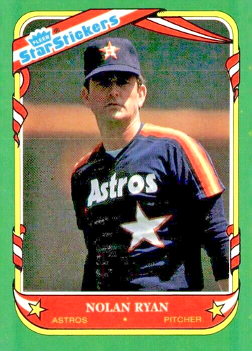1987 Fleer Star Stickers #103 Nolan Ryan Baseball Card Houston Astros ...