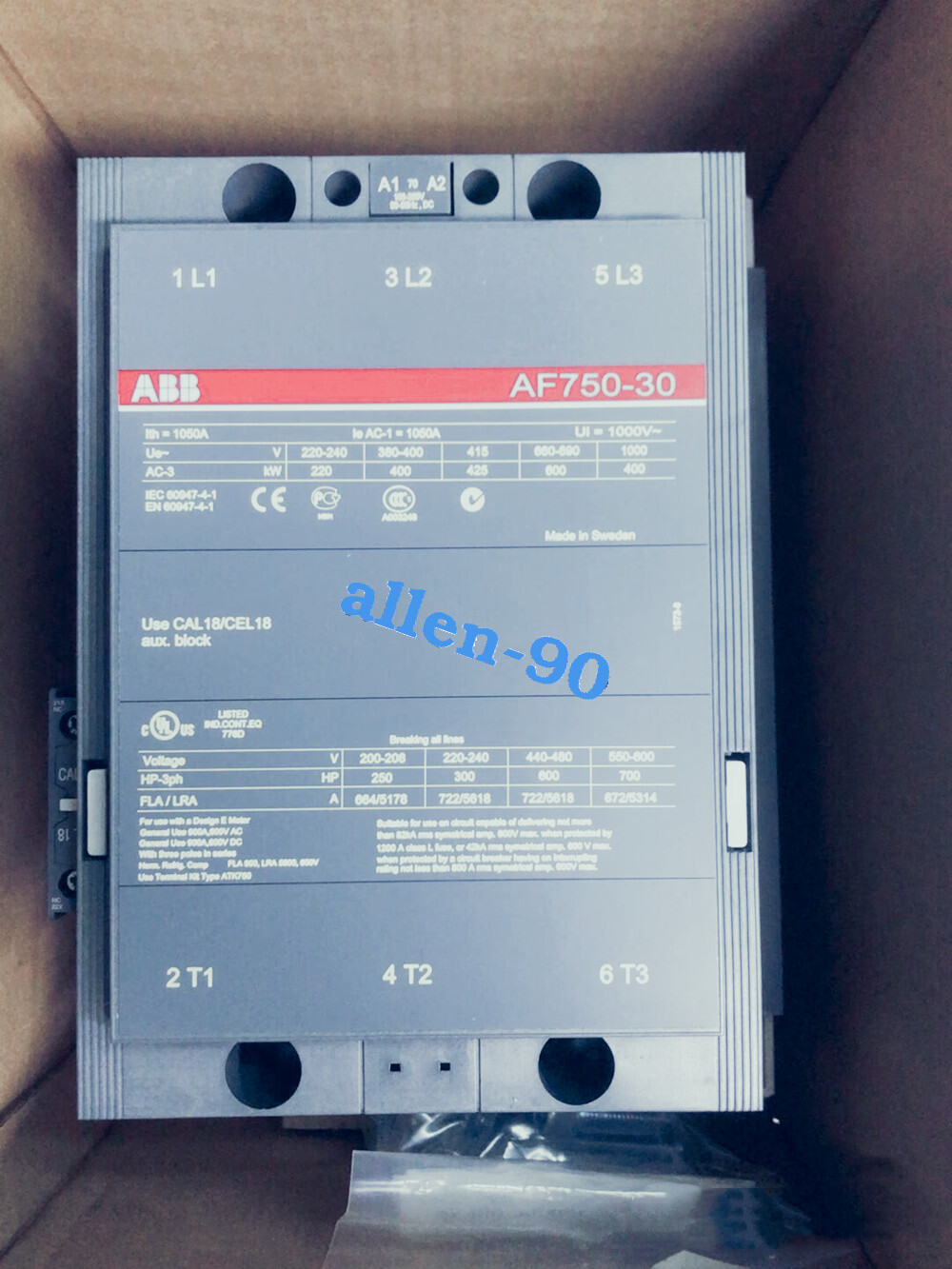 AF750-30-11 ABB contactor 100-250VDC /AC Brand New Fast shipping via ...
