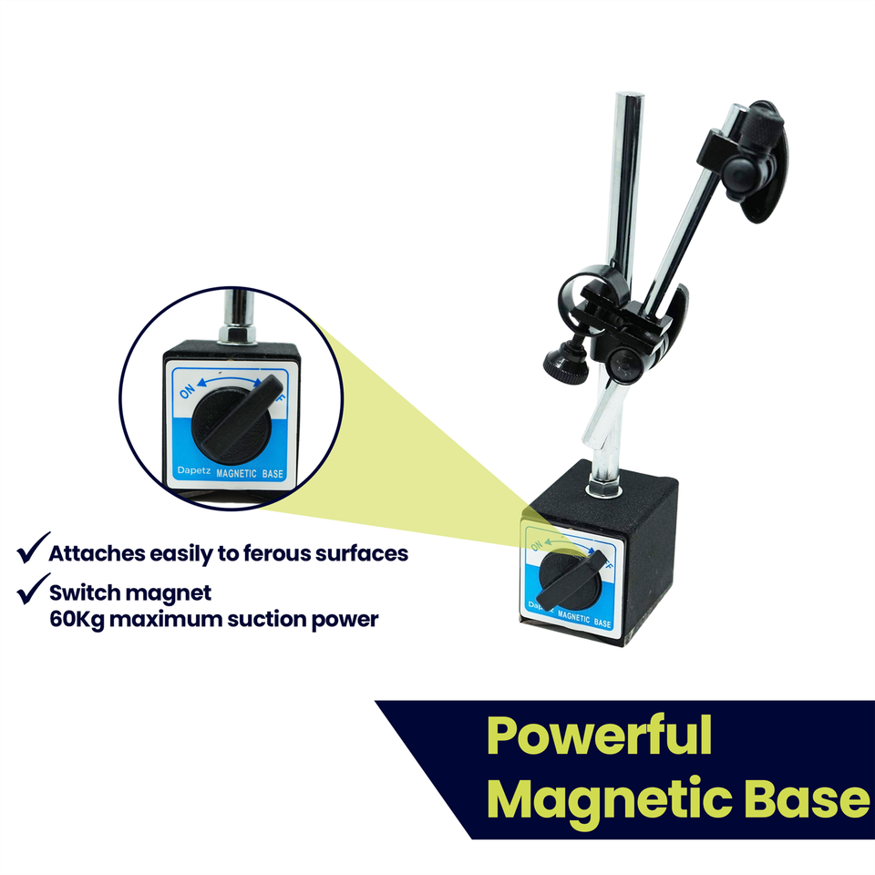 Dial Test Indicator DTI Gauge + Magnetic Base Stand Metric Precision ...