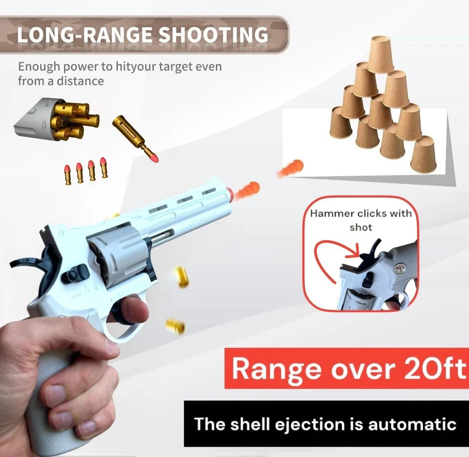 Toy Revolver Gun for Boys Pretend Play Toy Pistol with Shell Ejection ...
