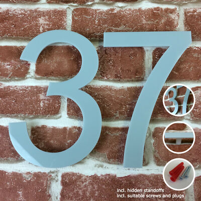 Large Modern Acrylic HOUSE NUMBER Arial glossy 20cm/7,8" tall hidden ...