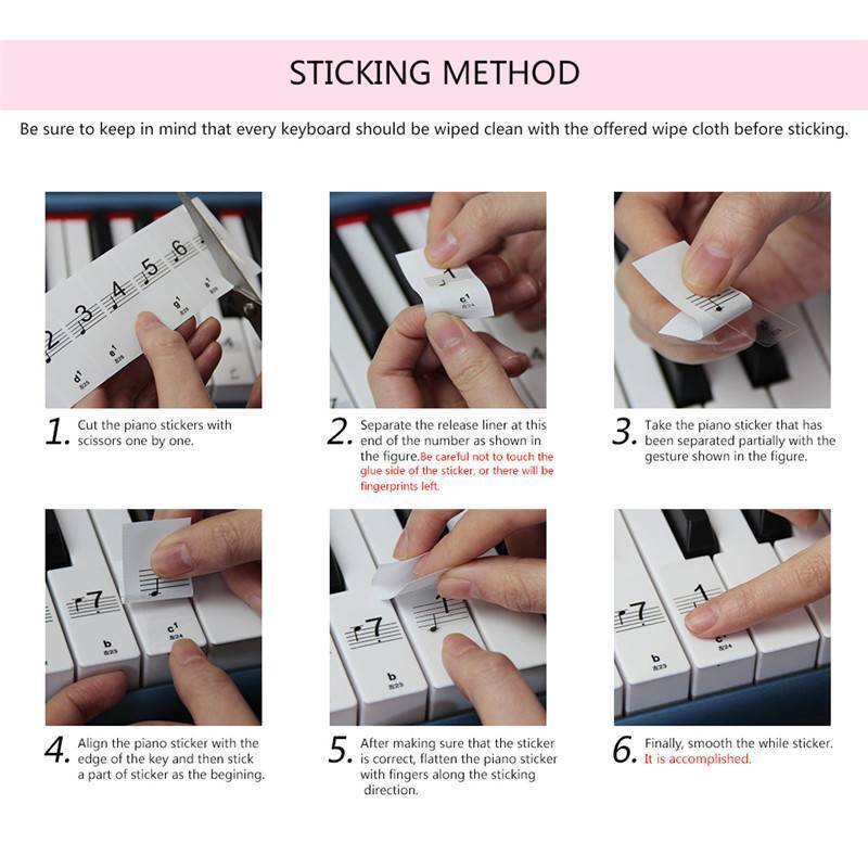 Removable 88-Key Electronic Keyboard Piano Key Note Stickers Labels for ...