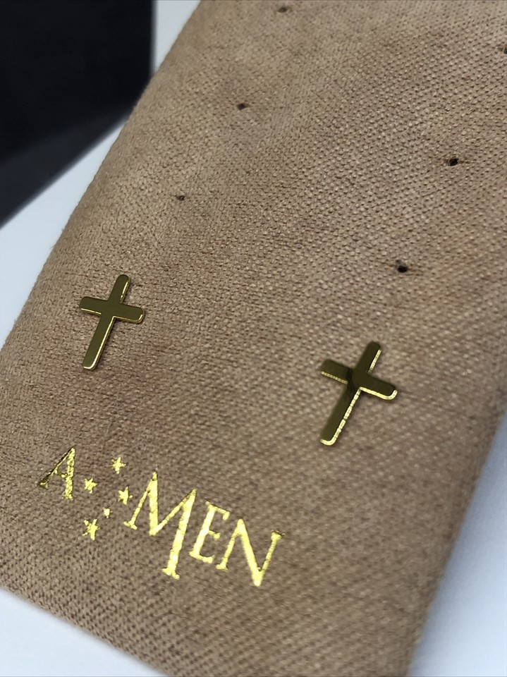 Earrings Cross Amen Yellow Gold 9 Carats | eBay
