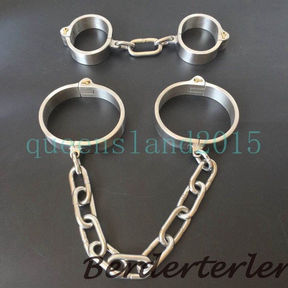 Heavy Duty Handcuff Ankle Neck Collar Cuffs Choker Stainless Steel ...