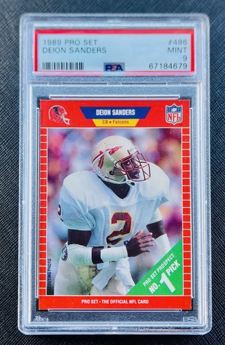 1989 PRO SET DEION SANDERS #486 PSA 9 MINT ROOKIE CARD 49ERS COWBOYS ...