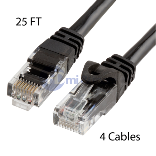 4x 25FT CAT6 Cable Ethernet Lan Network CAT 6 RJ45 Patch Cord Internet ...