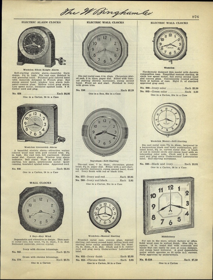 1938 PAPER AD Telechron Electric Clock Banjo Maynar Mantel Domino Iris ...