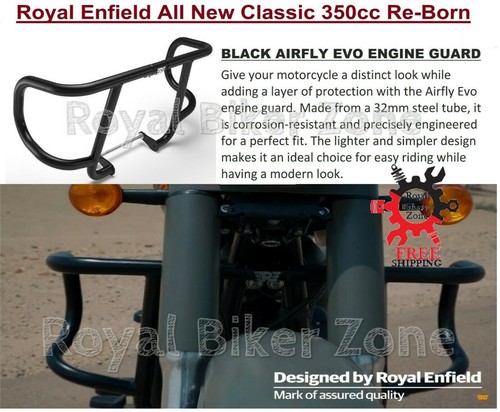 Royal Enfield Black "Airfly Evo Engine Guard" For All New Classic 350cc ...