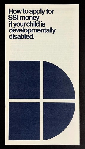 1978 SSI Money For Developmentally Disabled Children VTG Brochure Civil ...
