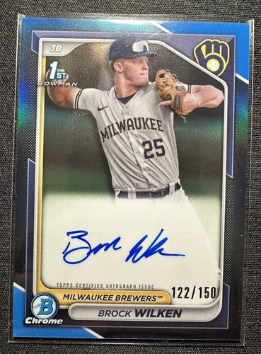 2024 Bowman Brock Wilken 1st TRUE BLUE AUTO /150 Brewers Prospect CPA ...