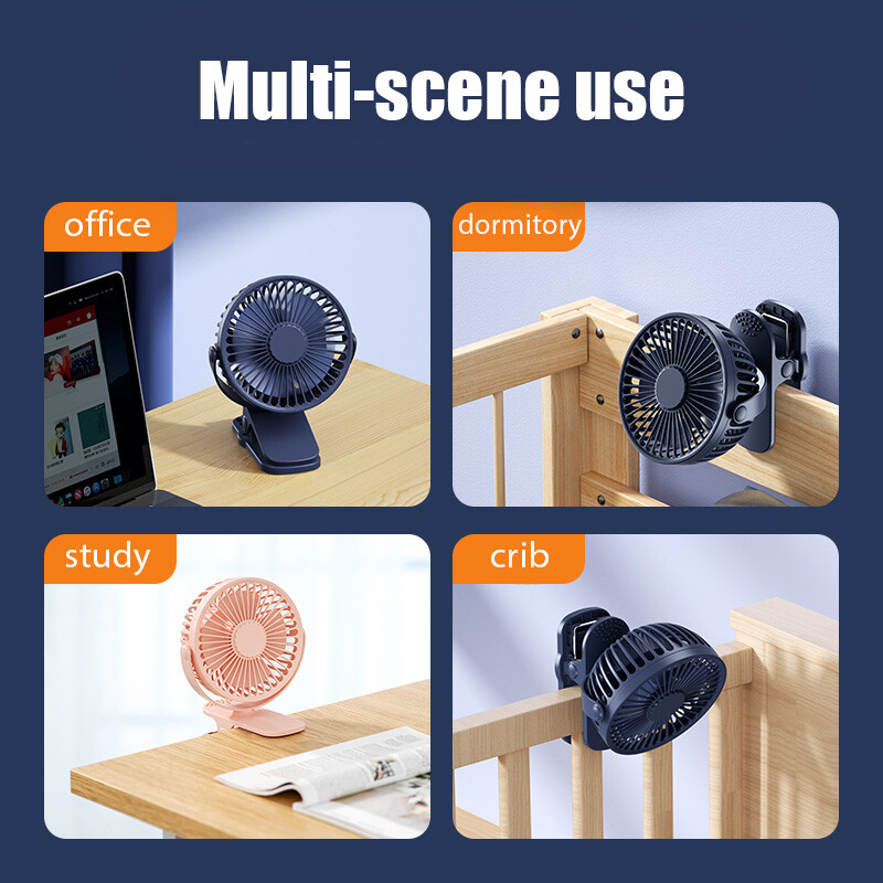 USB Rechargeable Mini Cooling Fan Clip On Desk Table Office Stroller ...