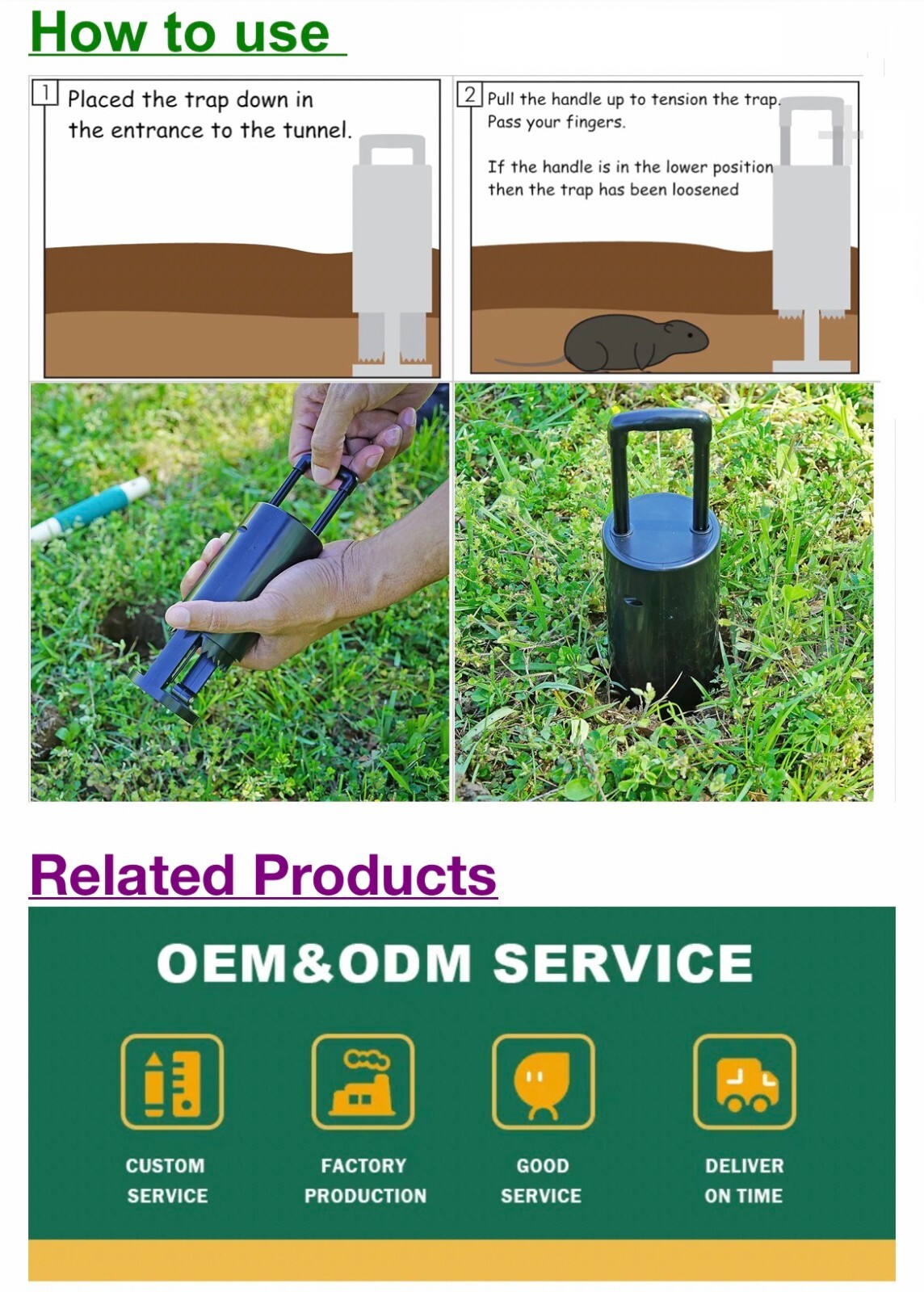 Gopher Mole Vole Tunnel Trap Sensitive Trapper Eco Friendly Catcher for ...