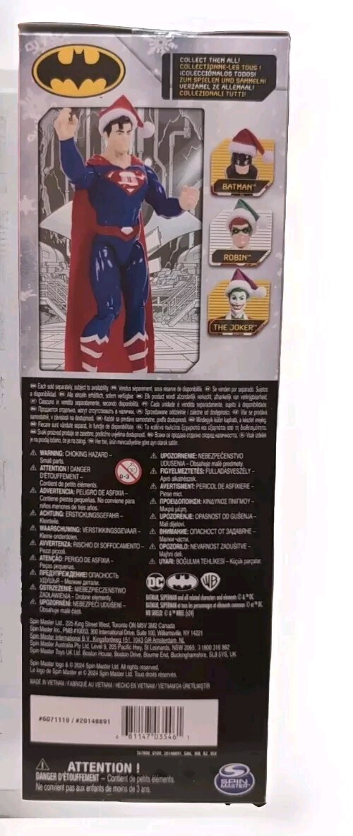 Christmas SUPERMAN With Santa Hat 2024 DC UNIVERSE Holiday 12" FIGURE ...