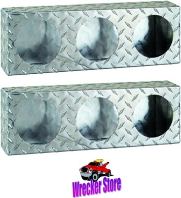 (2) TRIPLE ROUND ALUMINUM DIAMOND TREAD PLATE TAIL LIGHT BOXES for ...