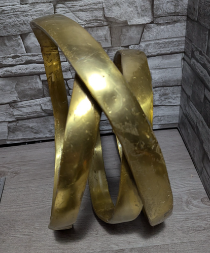 Large 12.5" Brutalist Modern Abstract Brass Gold Metal Knot Art Ring ...