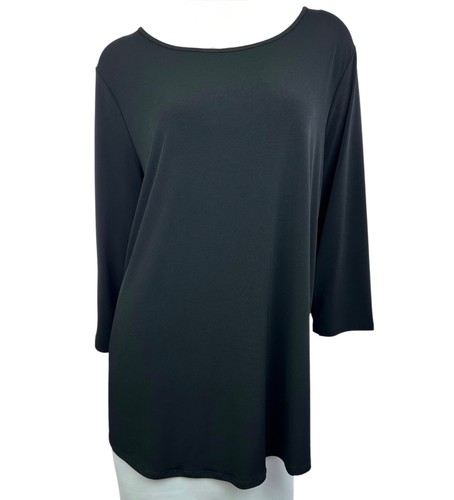 Chico's Black Pullover Top Sz 3 or XL 3/4 Sleeve Polyester/Spandex | eBay