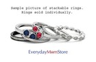 Silver Stackable Ring Round Created Ruby Stones, July Birthstone ...