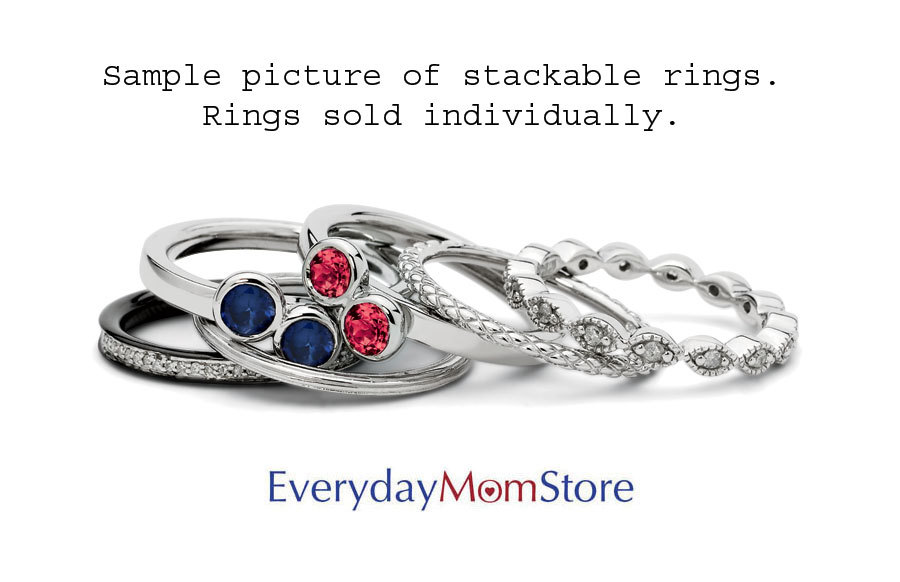 Silver Stackable Ring Round Created Ruby Stones, July Birthstone ...