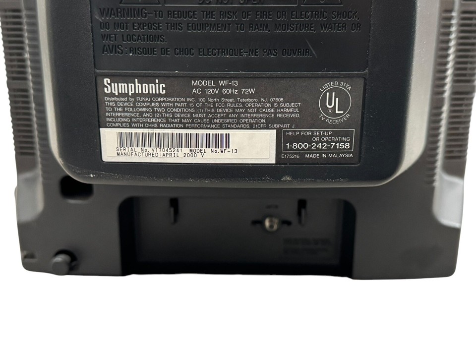 Symphonic 20" CRT TV WF13 Retro Gaming Nice (NO REMOTE) | eBay