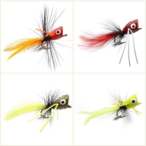 10PCS Popper Dry Fly Fishing Flies Panfish Bass Fishing Popper Topwater ...