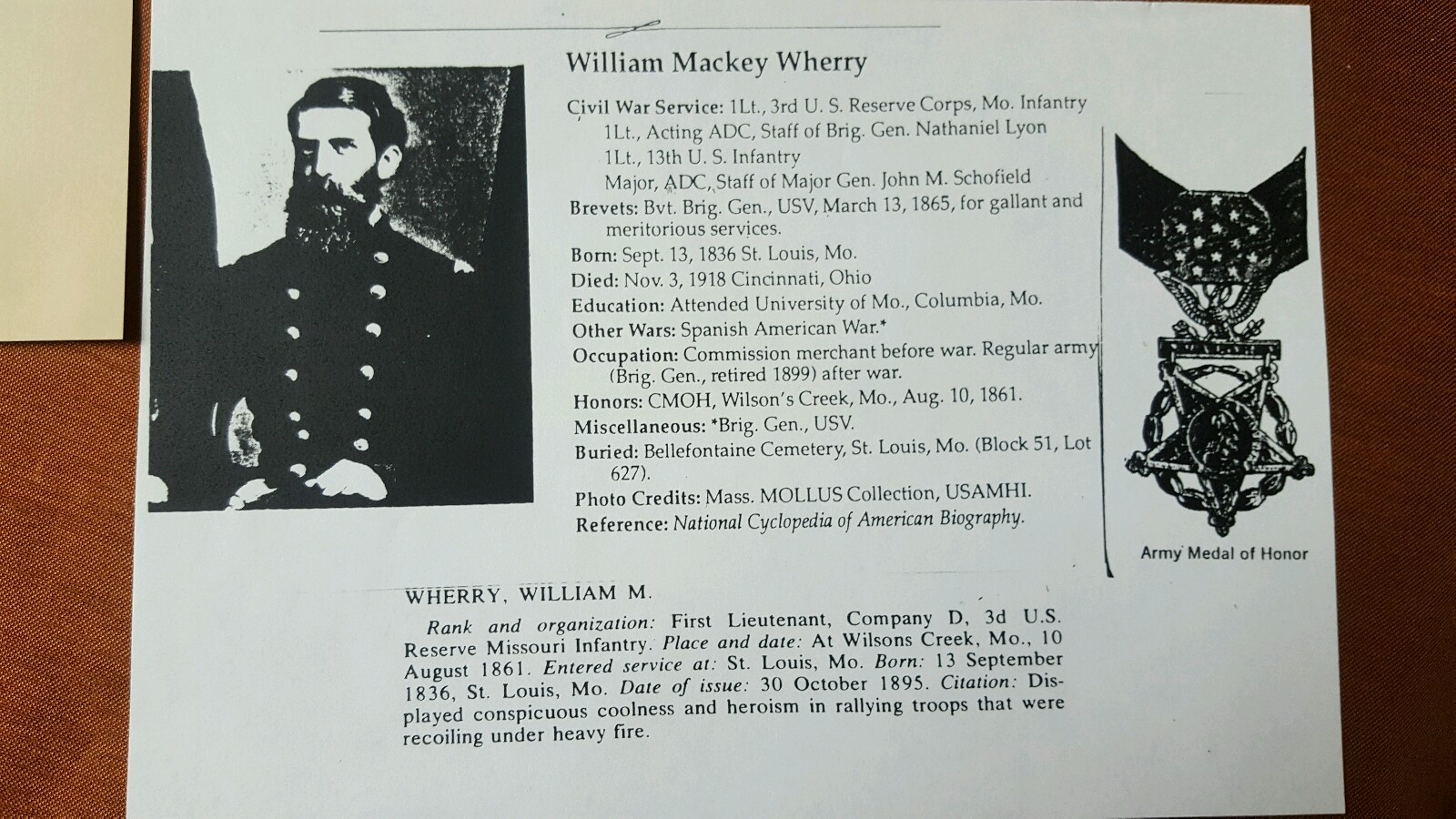 William Mackey Wherry Autograph Letter 1872 Orders Gen Schofield | eBay