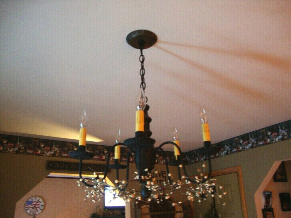 Country Inn 5-Arm Wood Chandelier - Americana Black | eBay